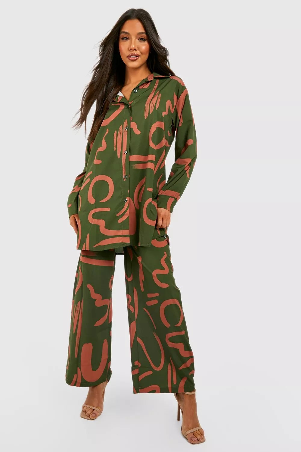 Green Scribble Co-ord Set – Navvi.in