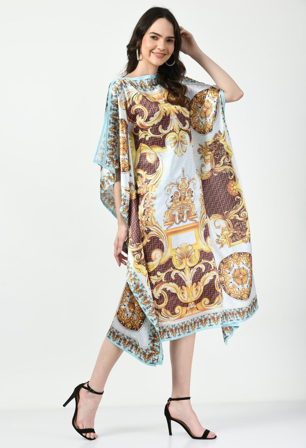 Abstract Vintage Kaftan Dress – Navvi.in