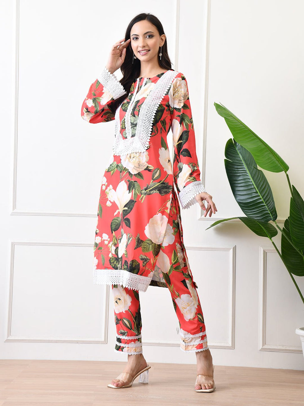 Coral Bloom Co-ord Set – Navvi.in