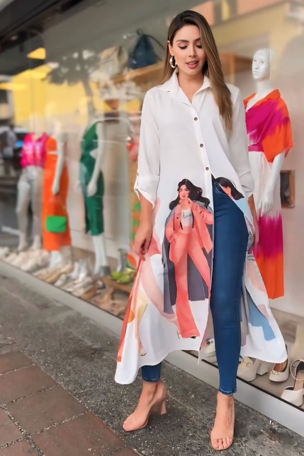 Fashion Graphic Print Button-Down Shirt – Navvi.in
