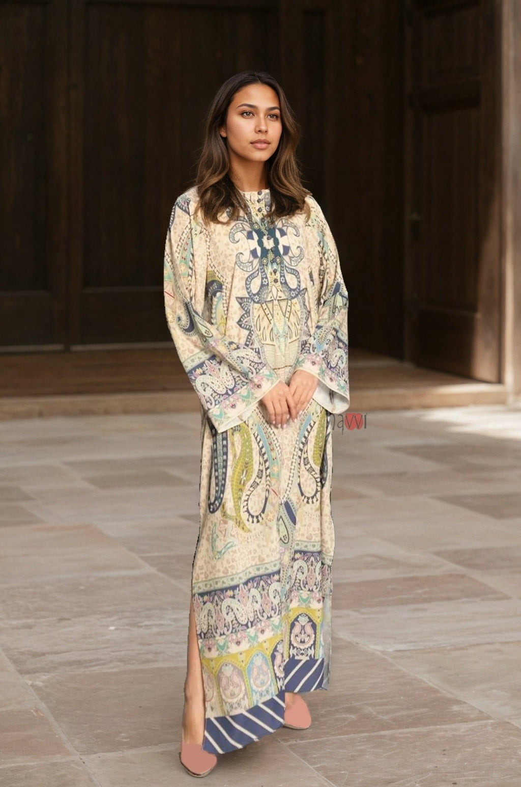 Regal Nomad Paisley Kaftan Dress – Navvi.in
